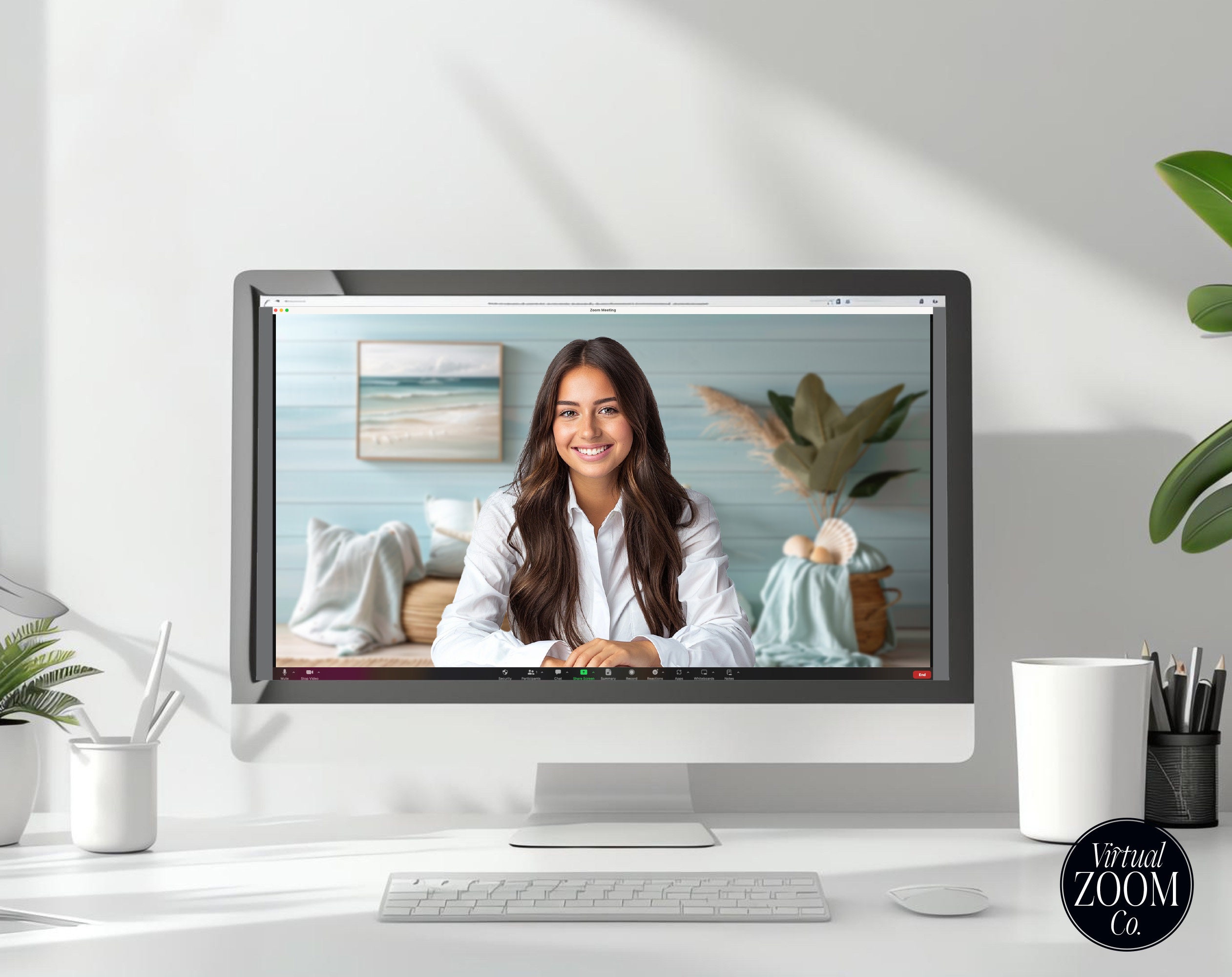 Zoom Background Coastal Beach Boho Home Beach House Summer Beach Home ...