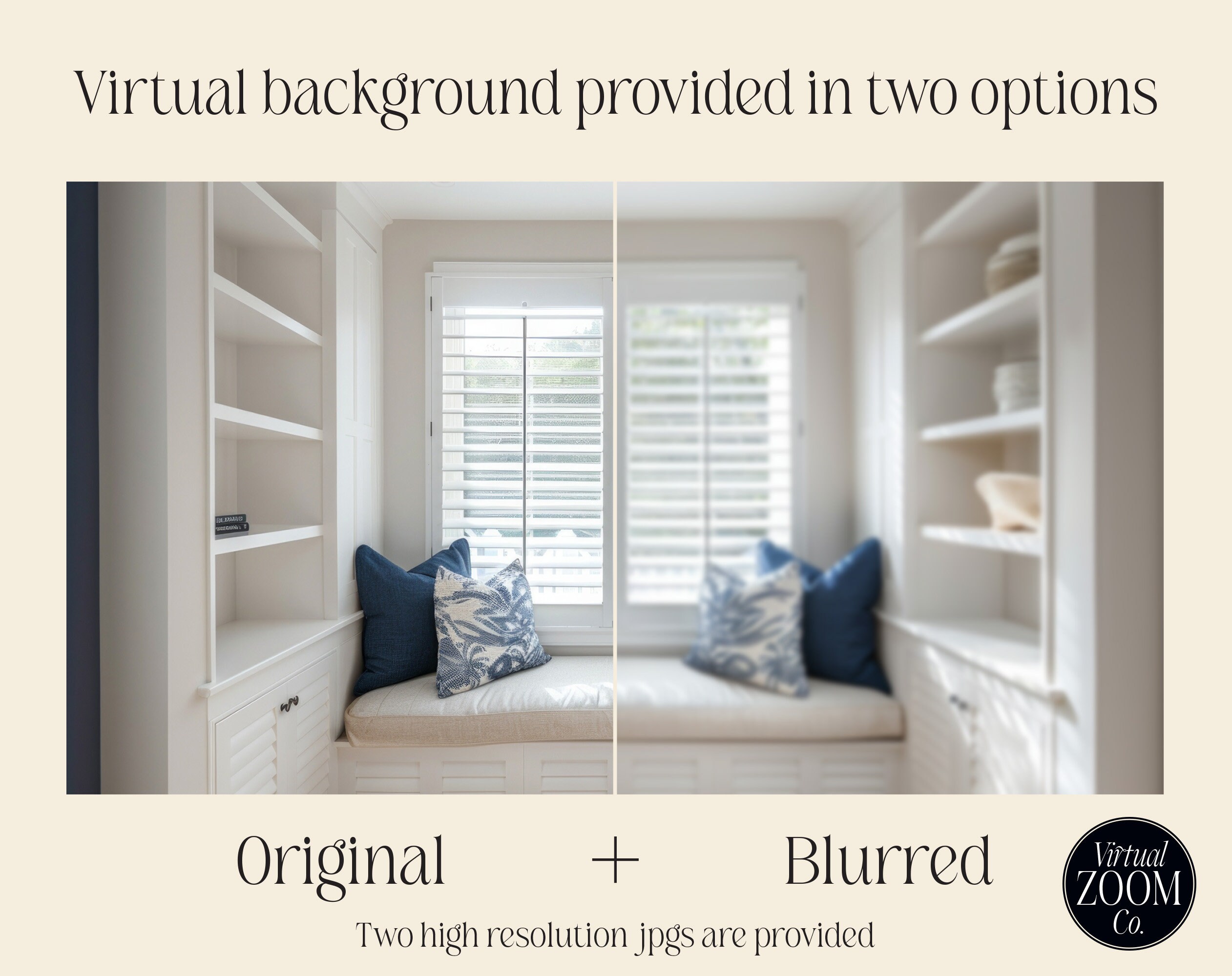 Zoom Background Coastal Hamptons Beach Zoom Window Seat Navy Summer ...