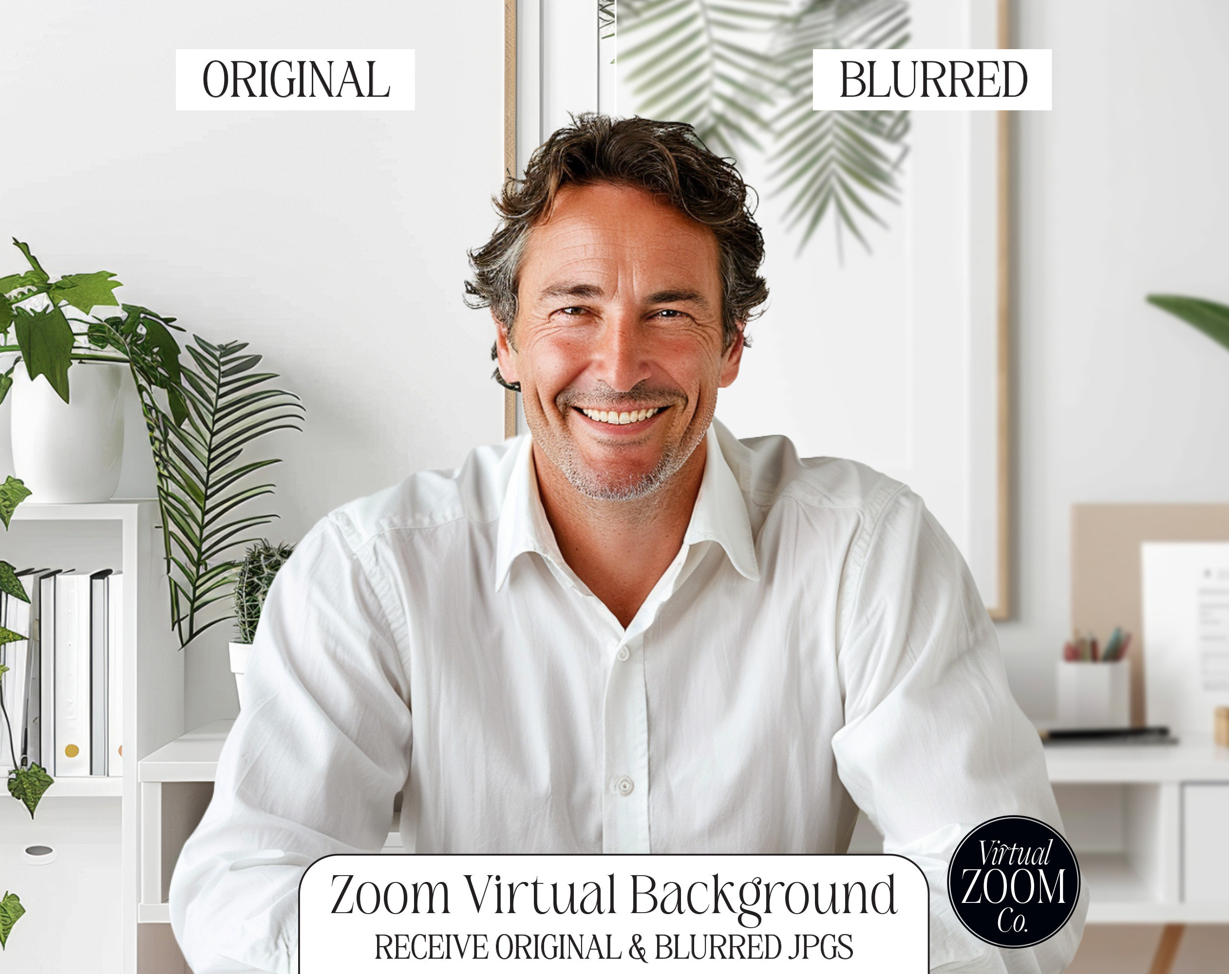 Zoom Background, Professional Zoom Background, Home Office With Plants ...