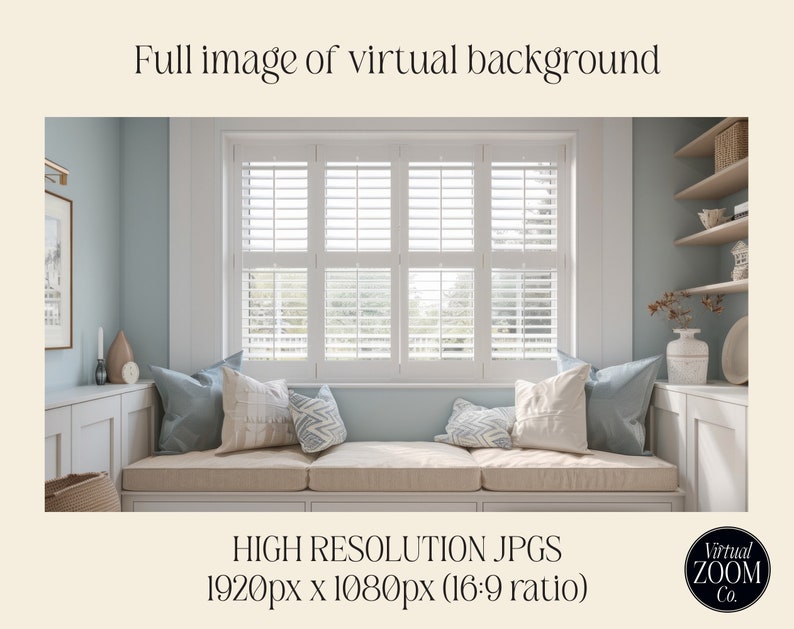 Zoom Background Calming Home Zoom Window Seat Boho Blue Beach Home ...