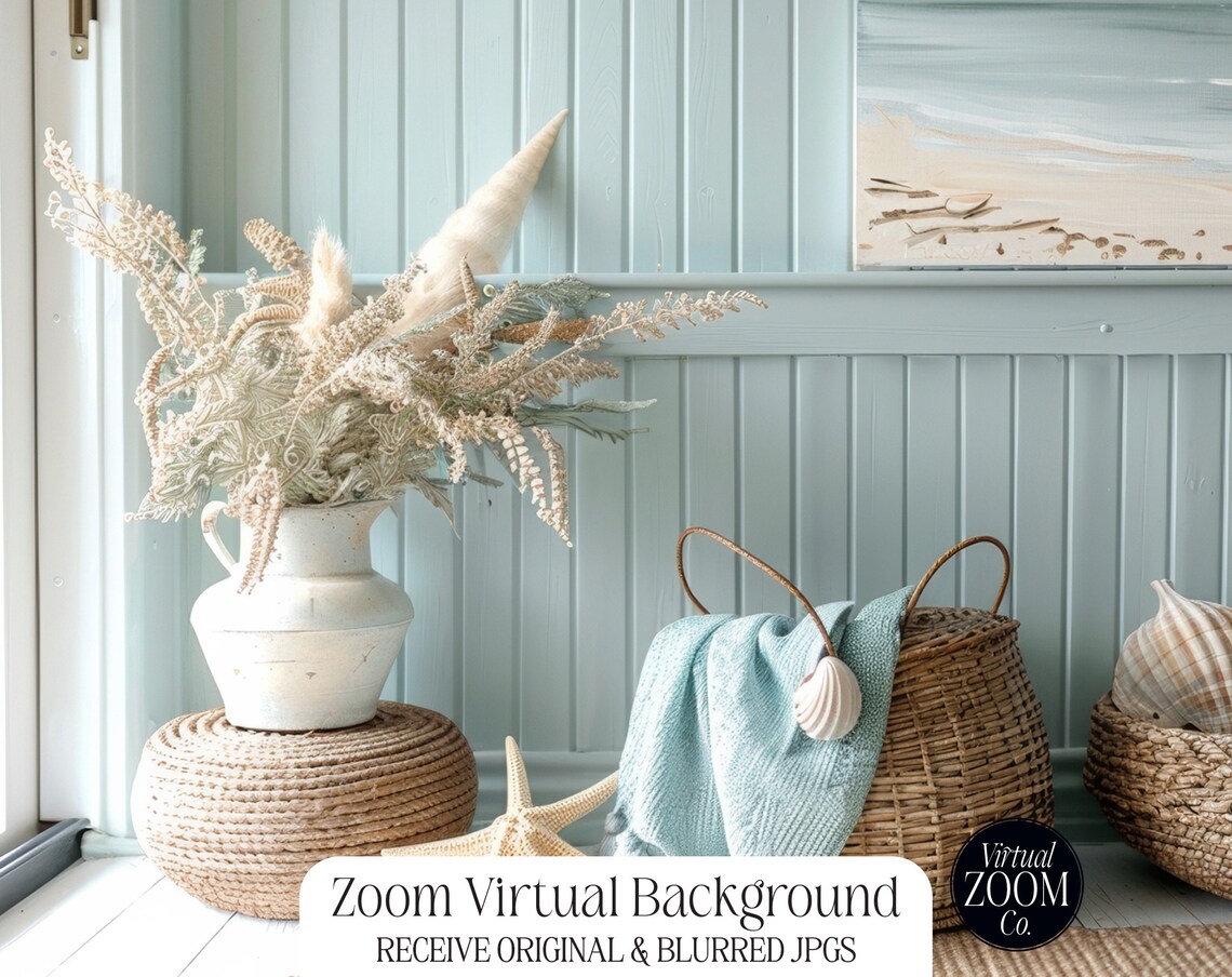 Zoom Background Coastal Beach Boho Home Beach House Virtual Background ...