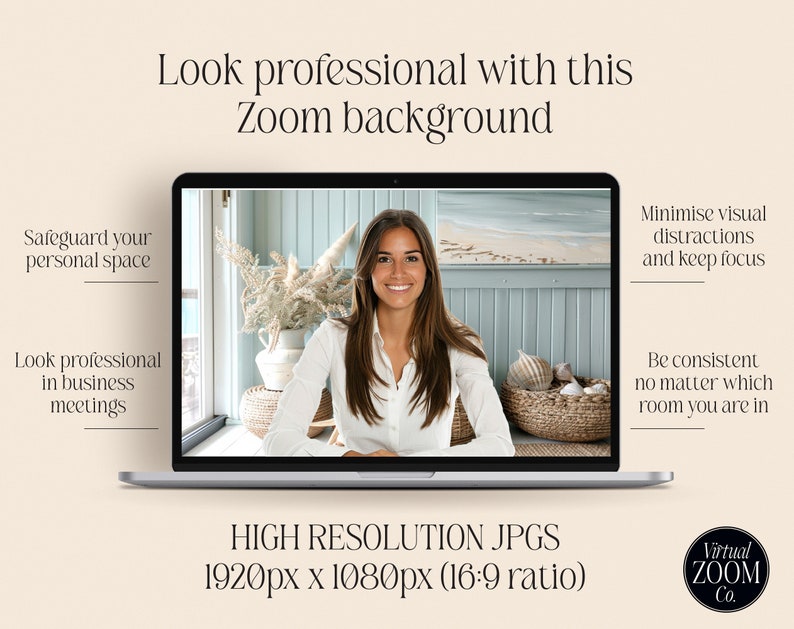 Zoom Background Coastal Beach Boho Home Beach House Virtual Background ...