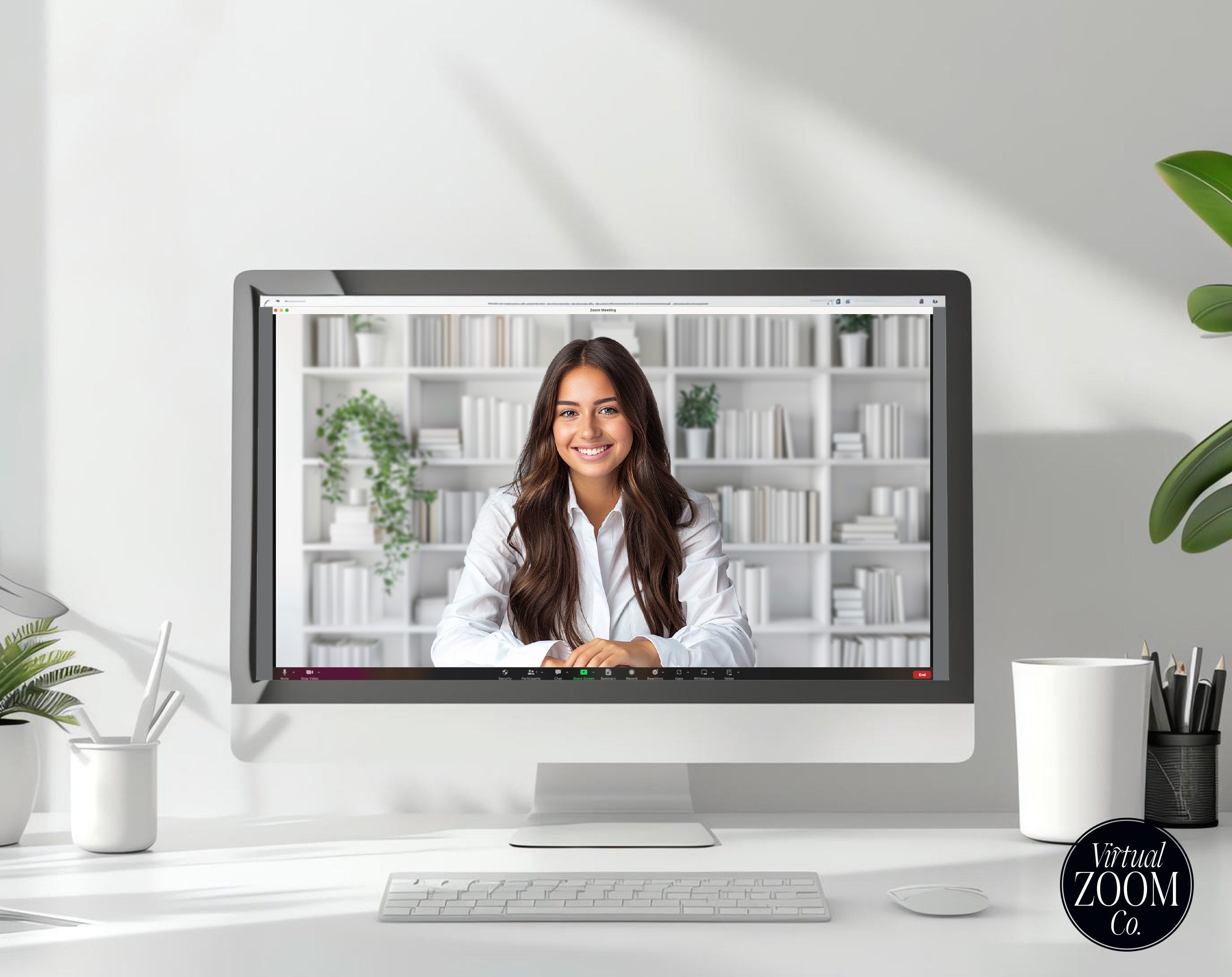 Zoom Background White Bookshelf Virtual Background Bookshelf for Zoom ...