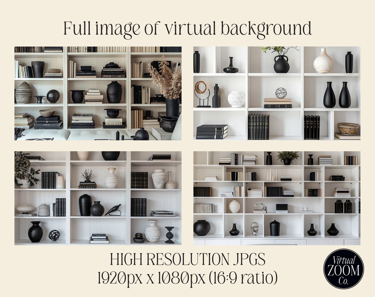 Zoom Background Bookshelf Virtual Background Black Bookshelf Zoom ...