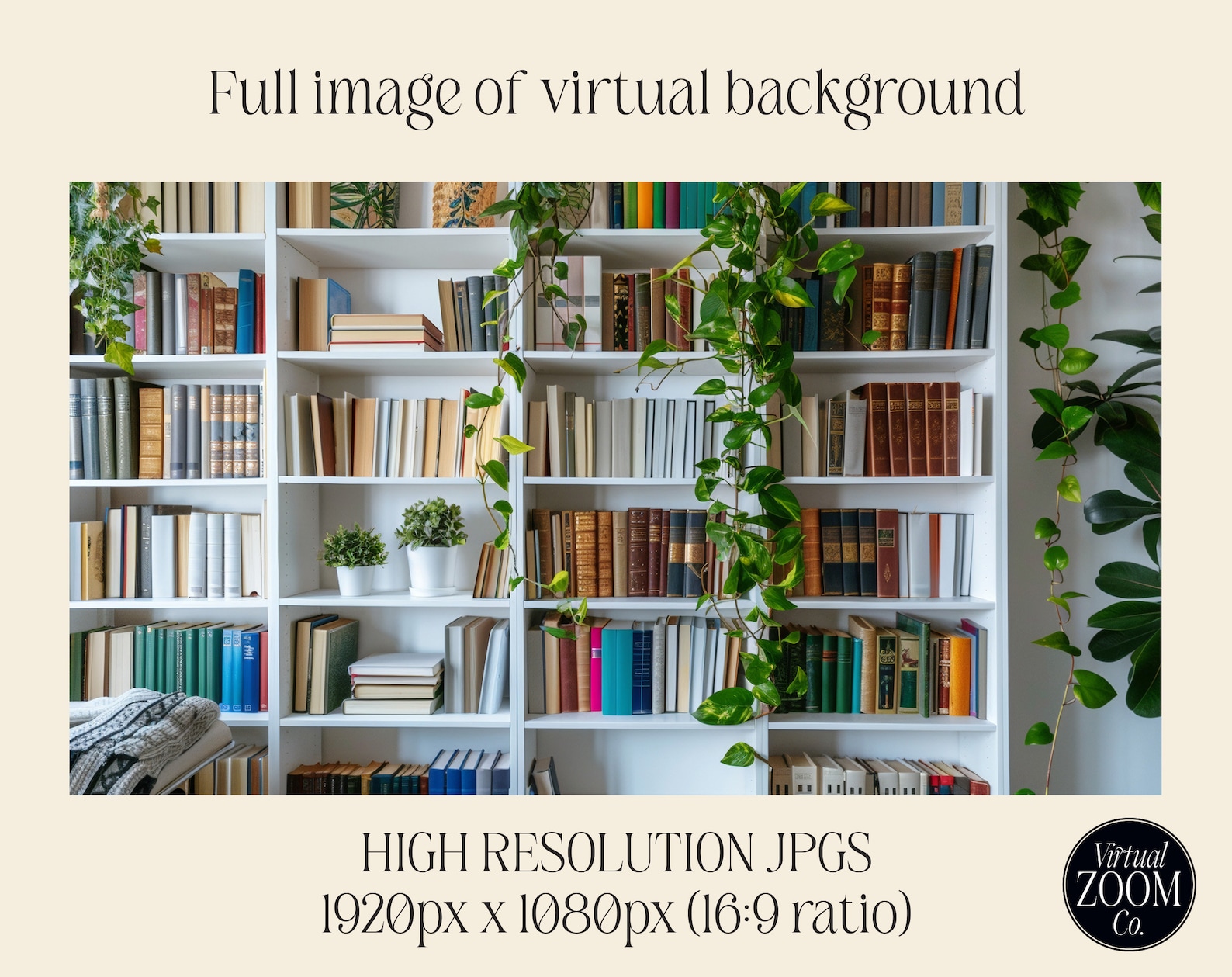 Zoom Background Colored Books on Bookshelf Zoom Professional Zoom Photo Virtual Background Zoom ...