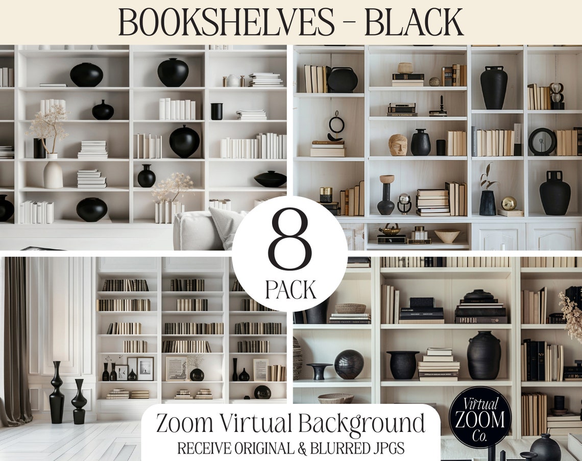 Zoom Background Bookshelf Virtual Background Black Bookshelf Zoom ...