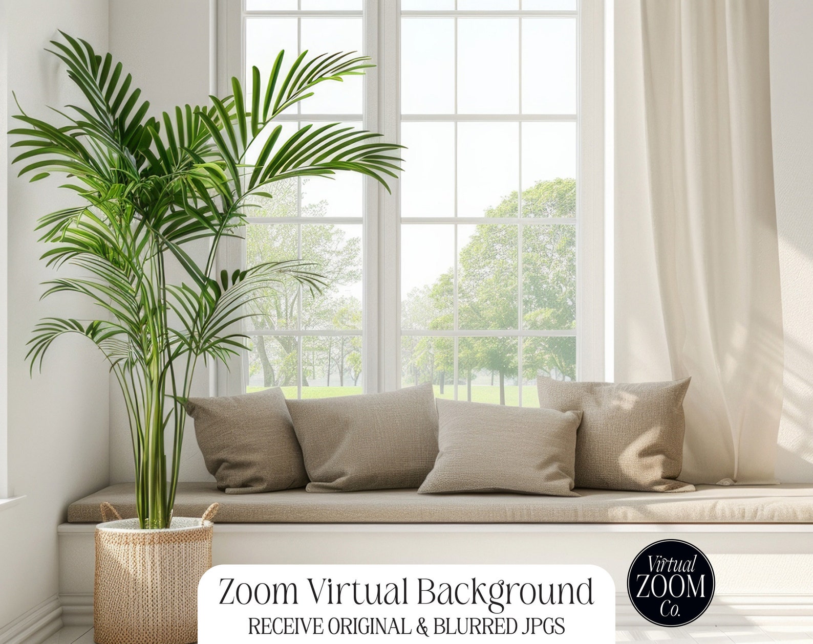 Zoom Background Calming Home Zoom Window Seat Neutral Home Virtual ...