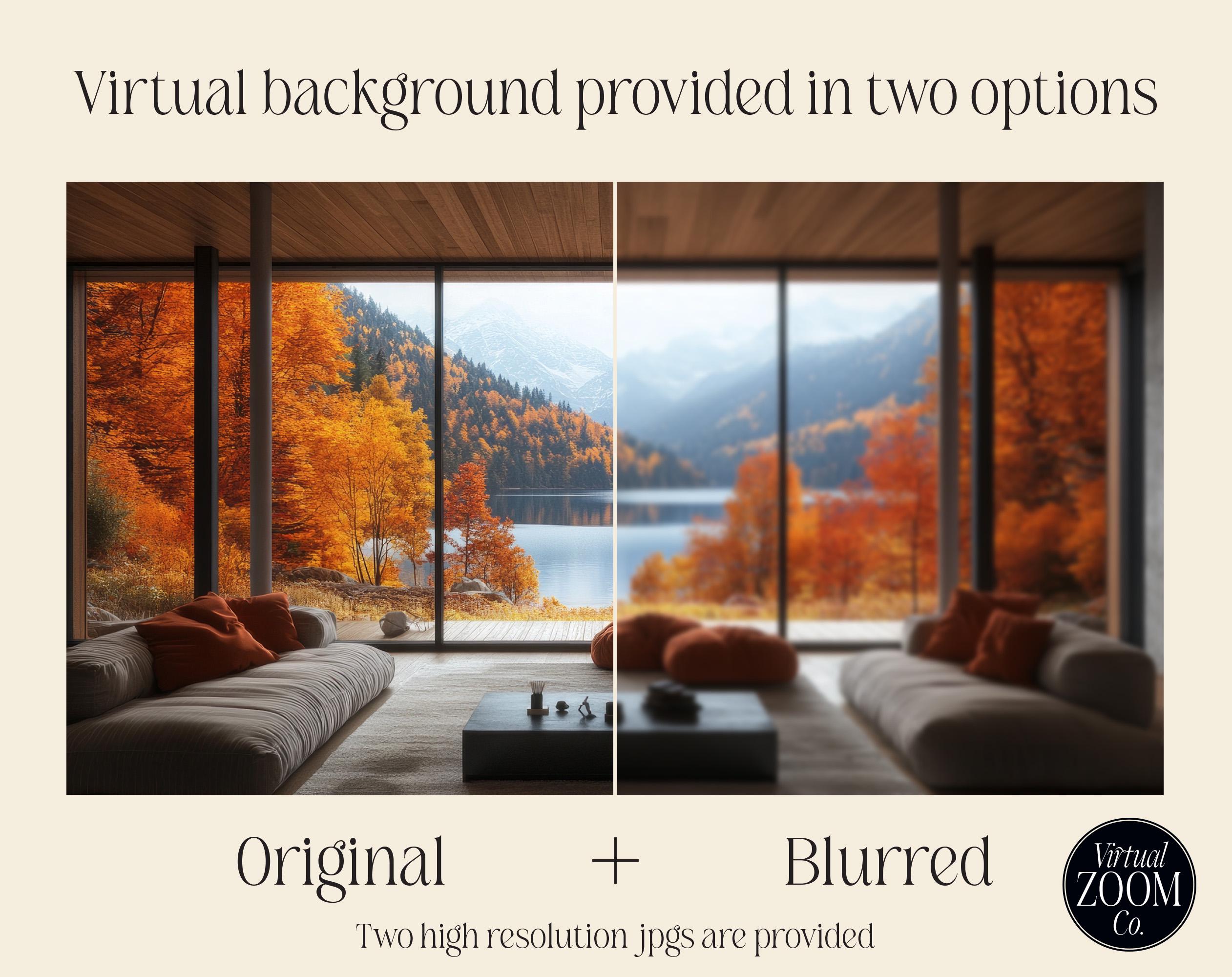Zoom Background Cabin With Lake Mountains Virtual Background Fall Trees ...