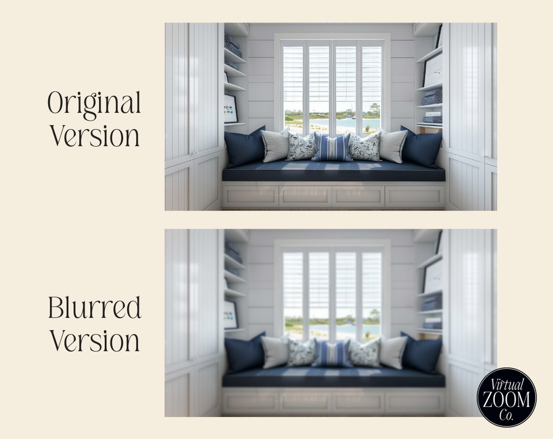 Zoom Background Coastal Hamptons Beach Zoom Window Seat Navy Summer ...