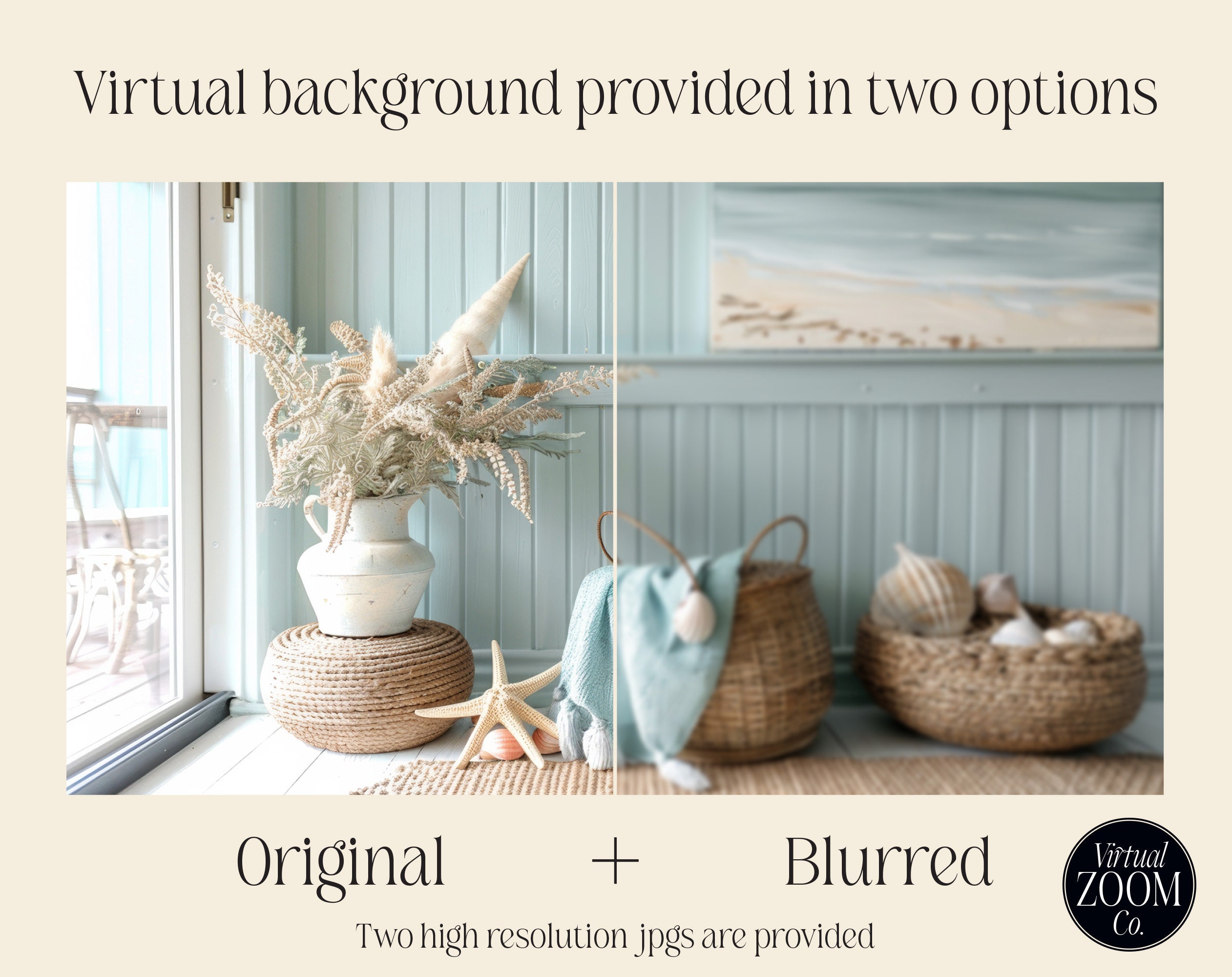 Zoom Background Coastal Beach Boho Home Beach House Virtual Background ...