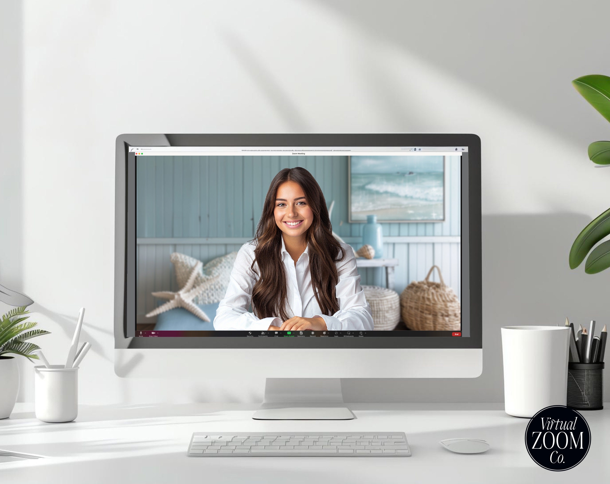 Zoom Background Coastal Hamptons Beach Zoom Summer Beach Home Virtual ...