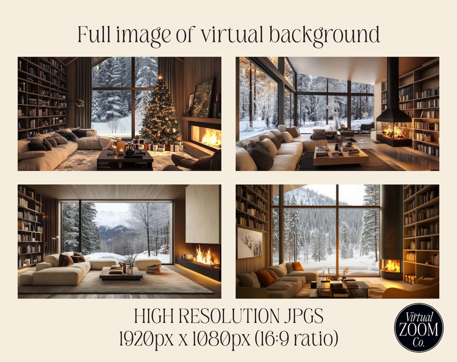 Zoom Background Winter Home Virtual Background Christmas Zoom Digital ...