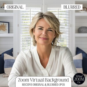 Zoom Background Coastal Hamptons Beach Zoom Window Seat Navy Summer ...