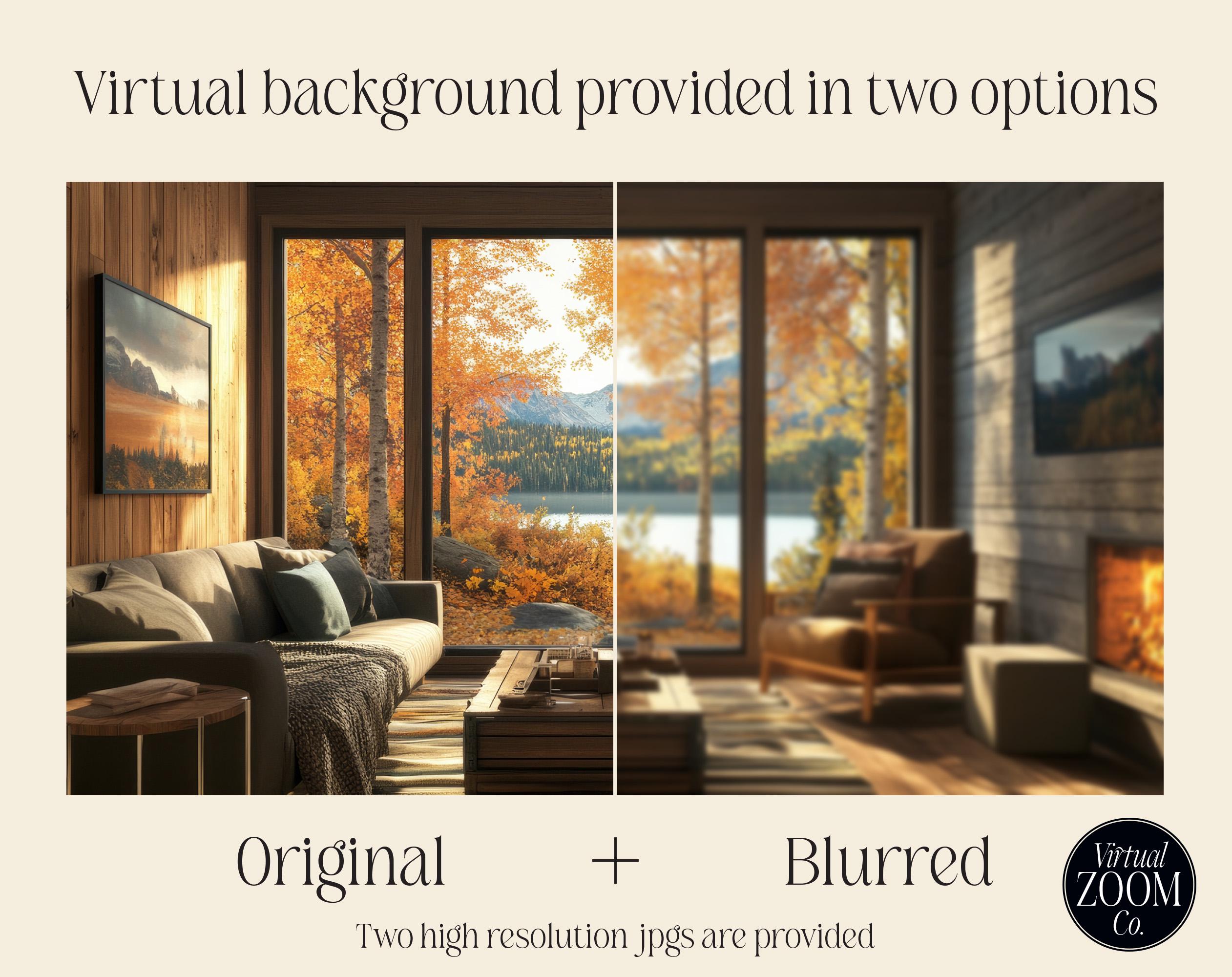 Zoom Background Chalet Cabin With Fireplace Virtual Background Fall ...