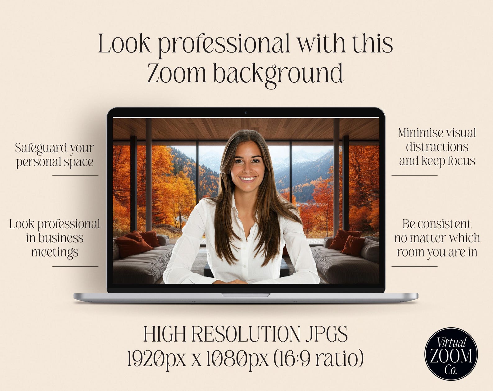 Zoom Background Cabin With Lake Mountains Virtual Background Fall Trees ...