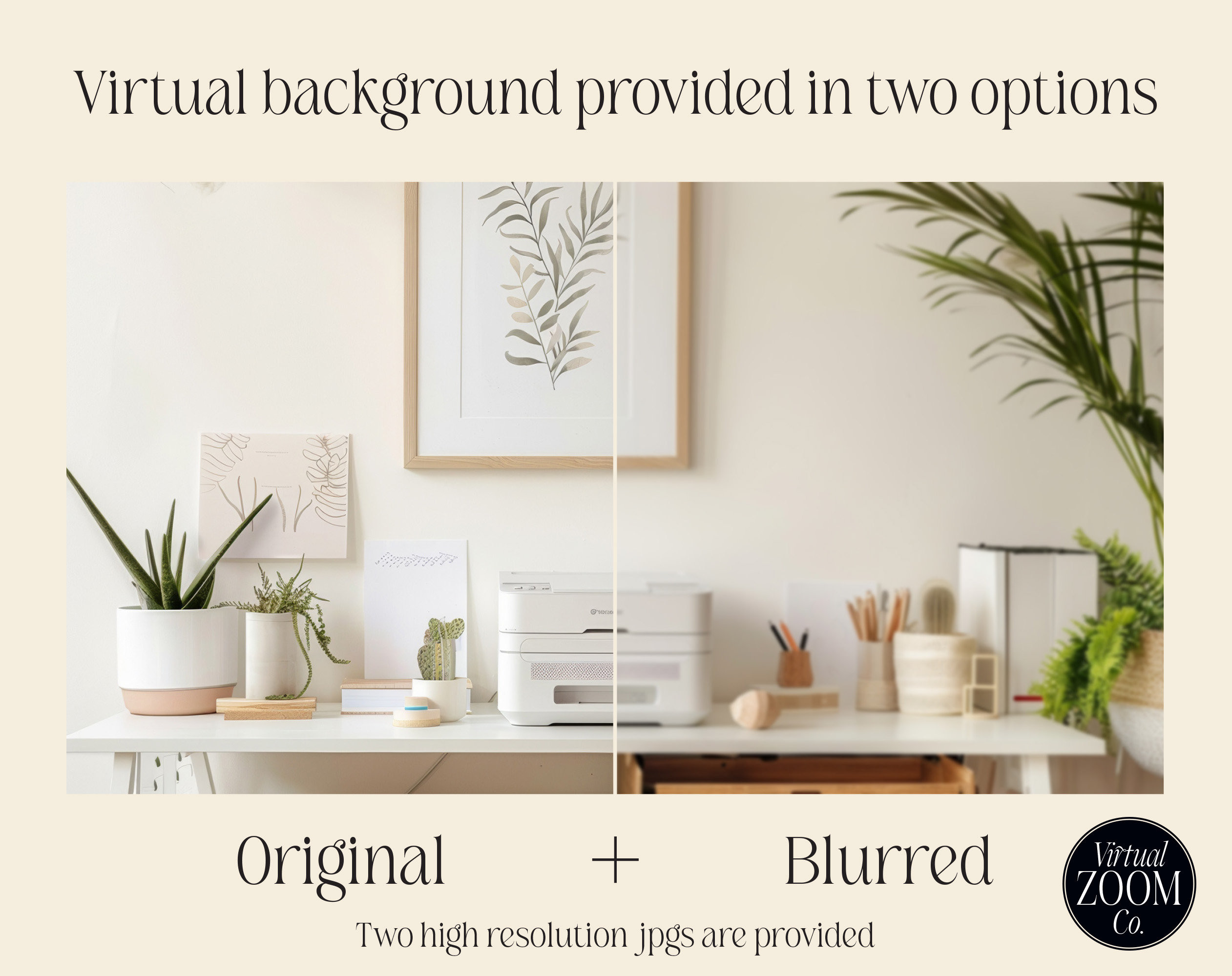 Zoom Background Home Office With Plants Professional Zoom Background ...