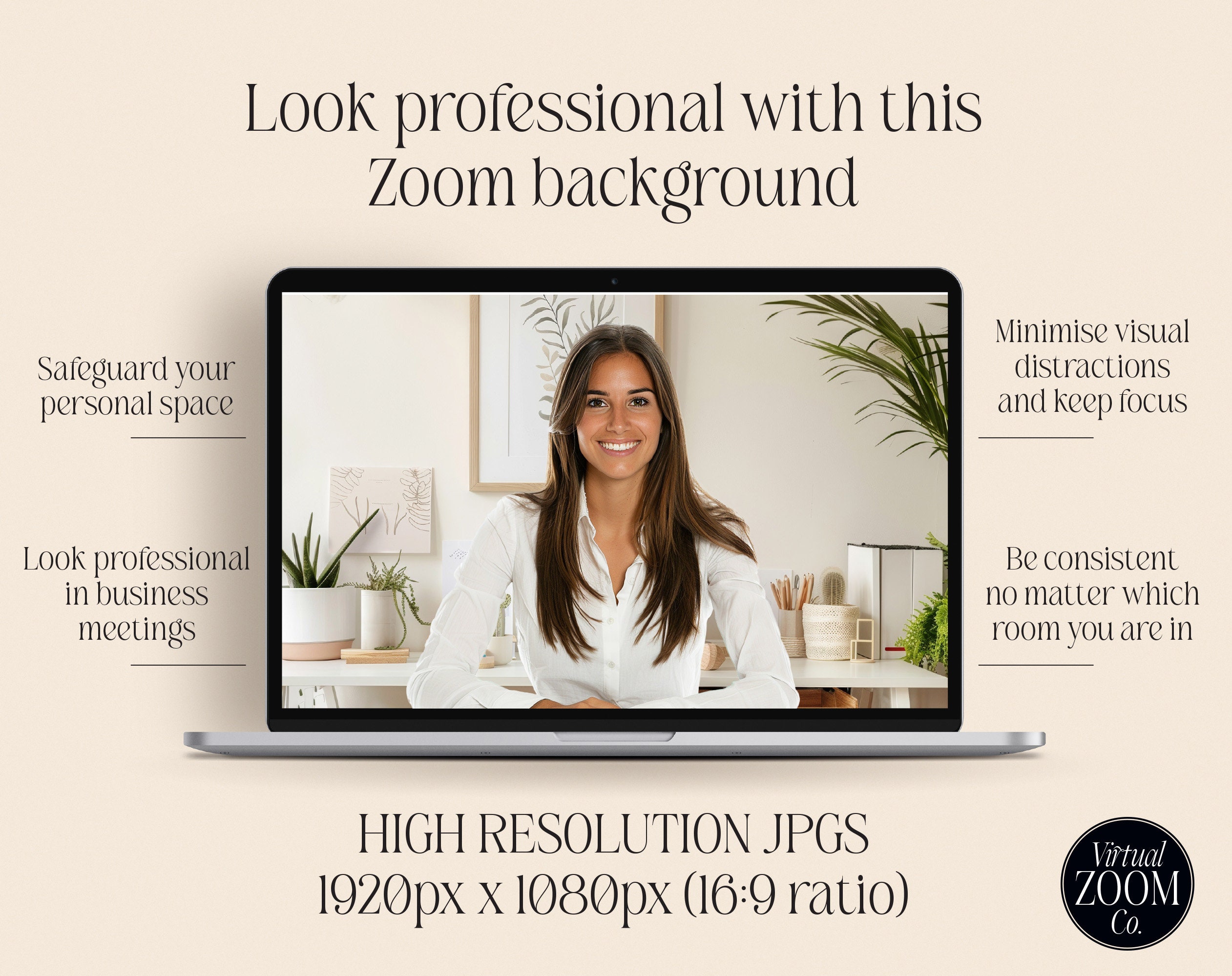 Zoom Background, Home Office With Plants, Professional Zoom Background ...