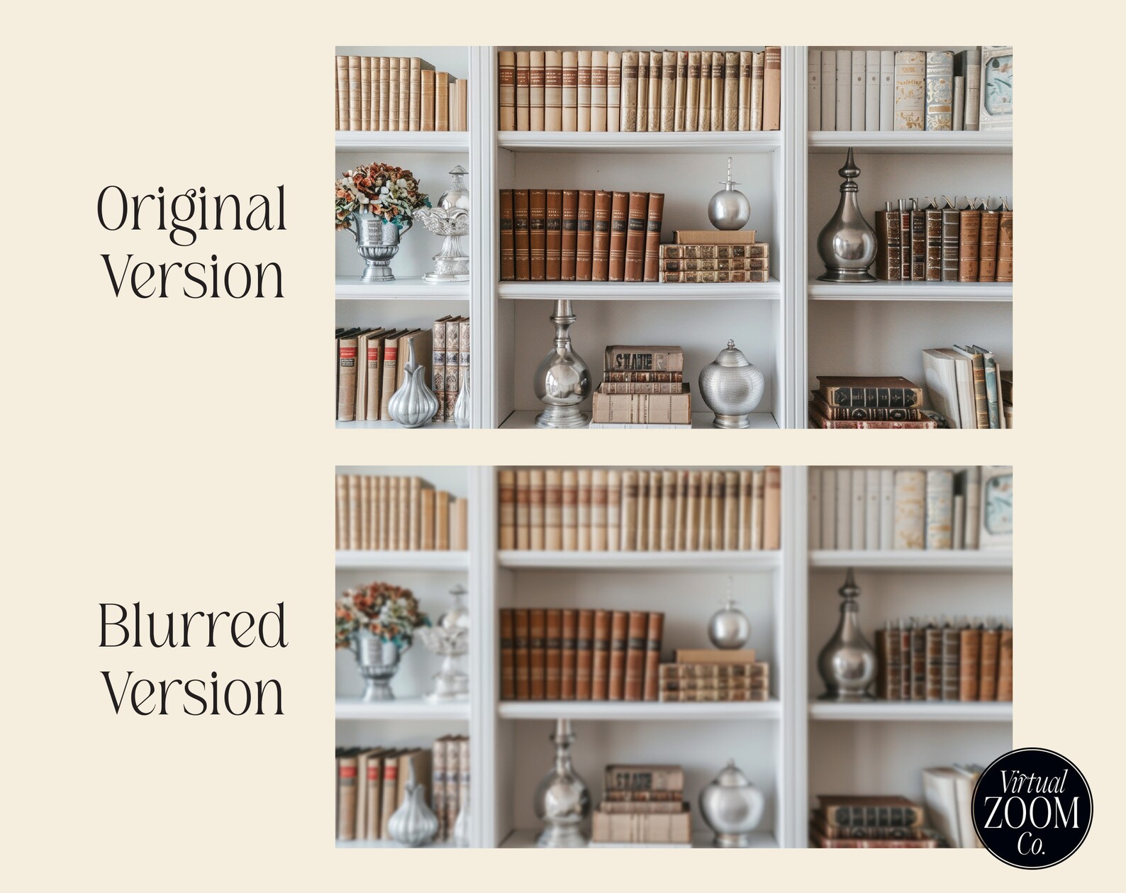 Zoom Background Bookshelf With Brown Virtual Background Bookshelf for ...