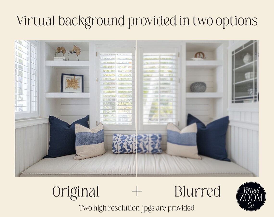 Zoom Background Coastal Hamptons Beach Zoom Window Seat Navy Summer ...