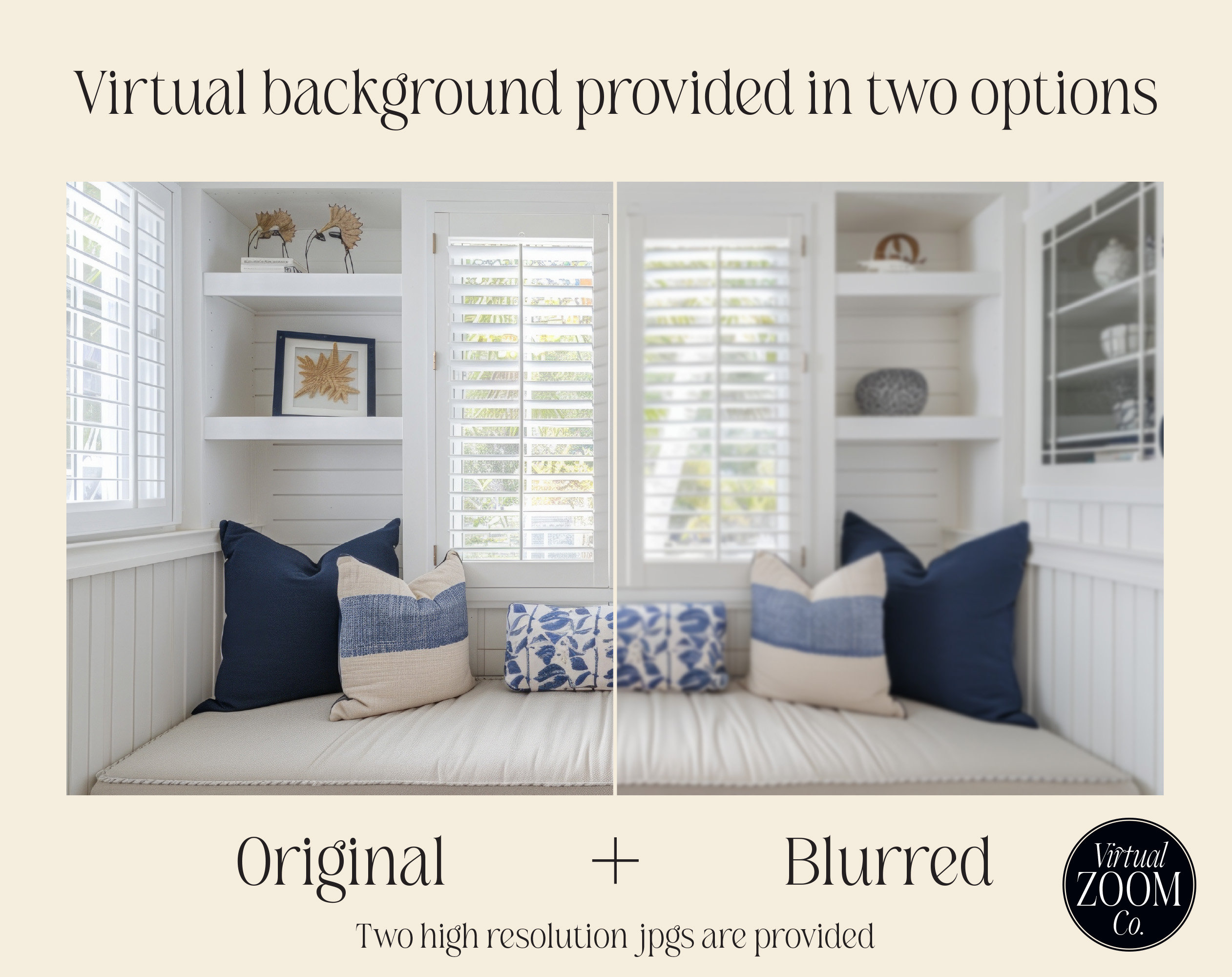Zoom Background Coastal Hamptons Beach Zoom Window Seat Navy Summer ...
