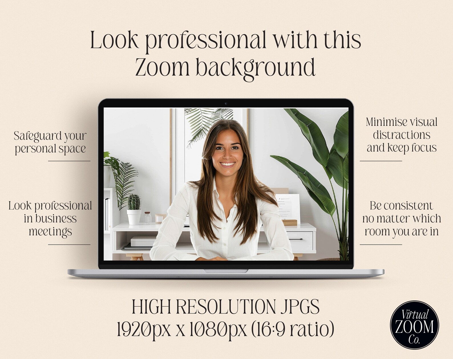 Zoom Background, Professional Zoom Background, Home Office With Plants ...