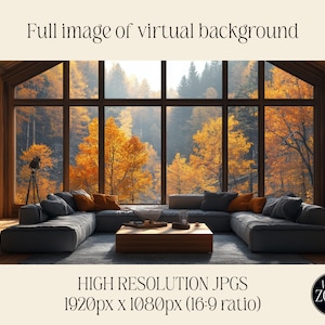 Zoom Background Cabin Virtual Background Fall Trees Backdrop Zoom Image ...