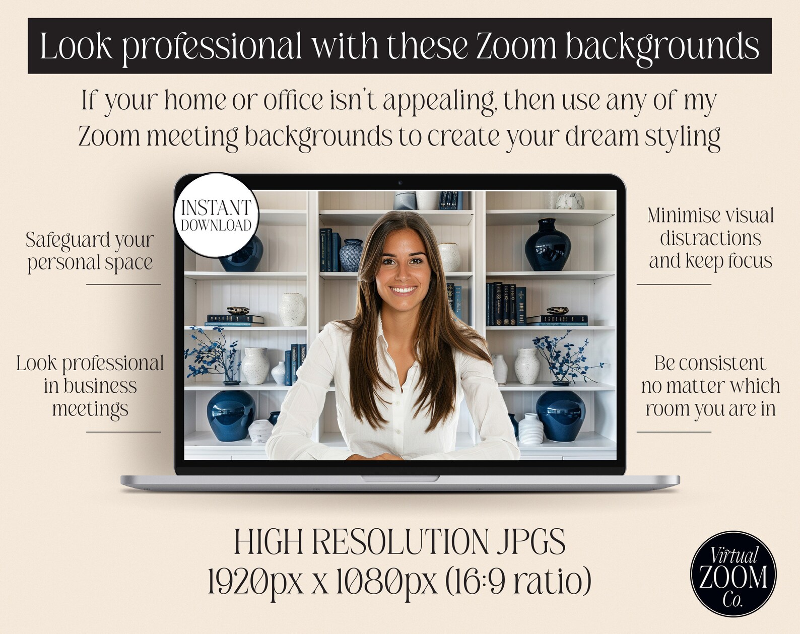 Zoom Background Bookshelf Navy Virtual Background Navy Blue Bookshelf ...