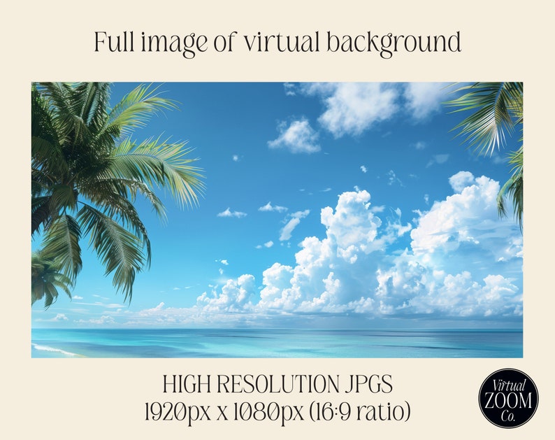 Zoom Background, Beach Zoom Background, Virtual Background, Zoom ...