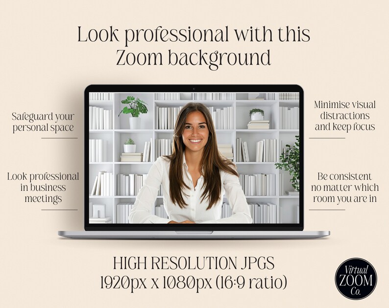 Zoom Background White Bookshelf With Plants Virtual Background ...