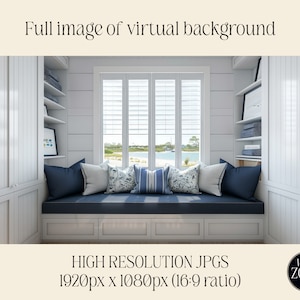 Zoom Background Coastal Hamptons Beach Zoom Window Seat Navy Summer ...