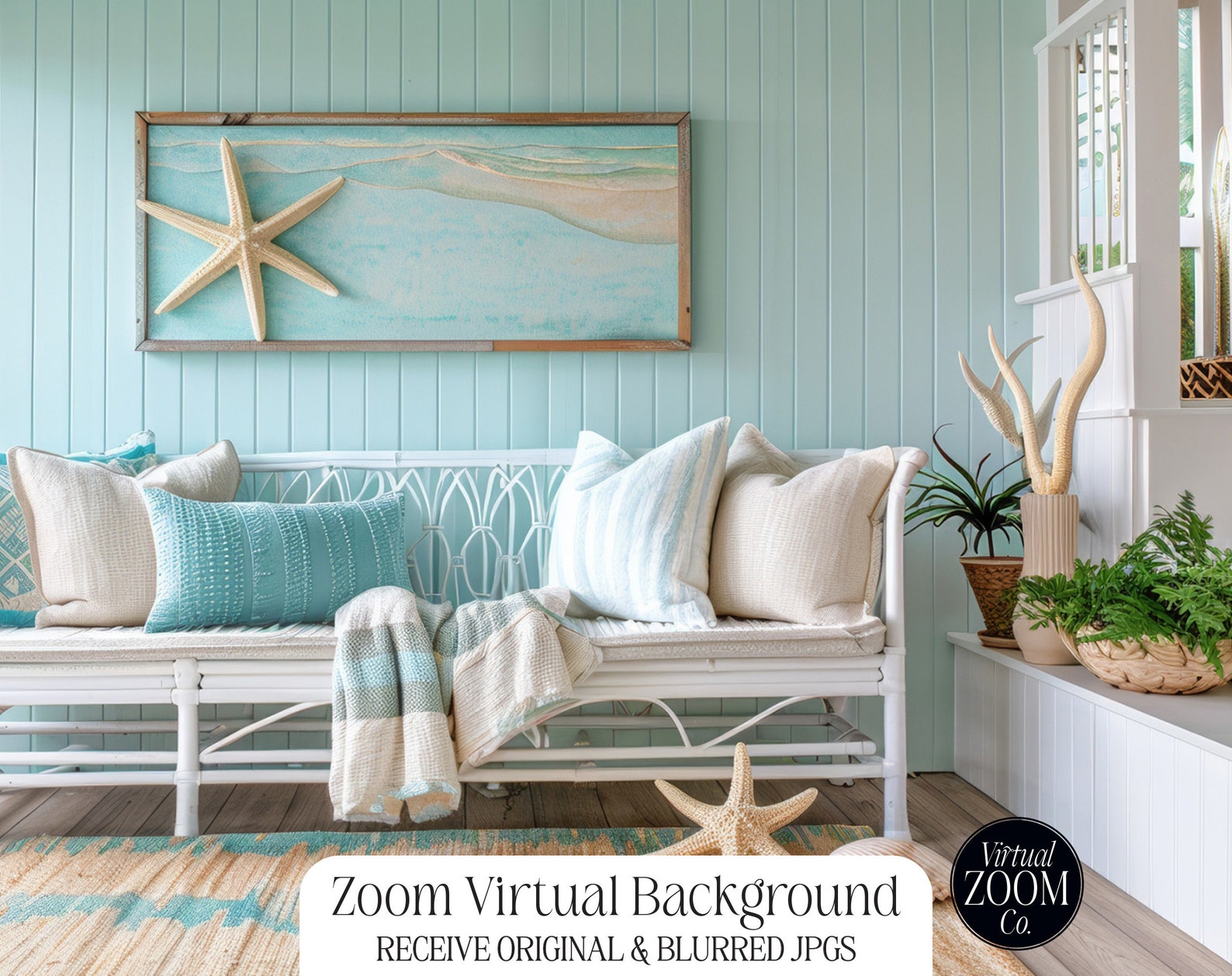 Zoom Background Coastal Beach Boho Home Beach House Summer Beach Home ...