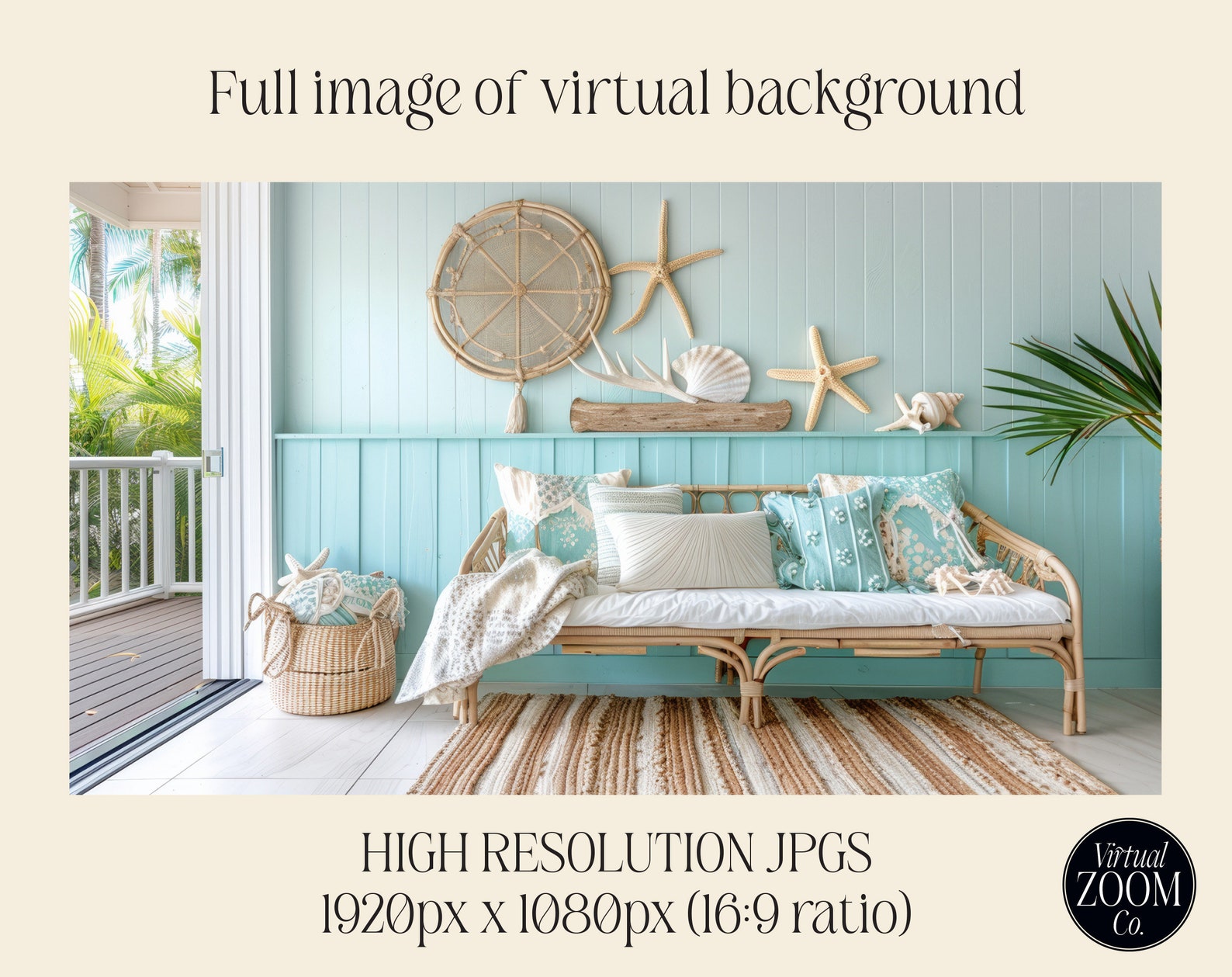 Zoom Background Coastal Beach Boho Home Beach House Zoom Background ...
