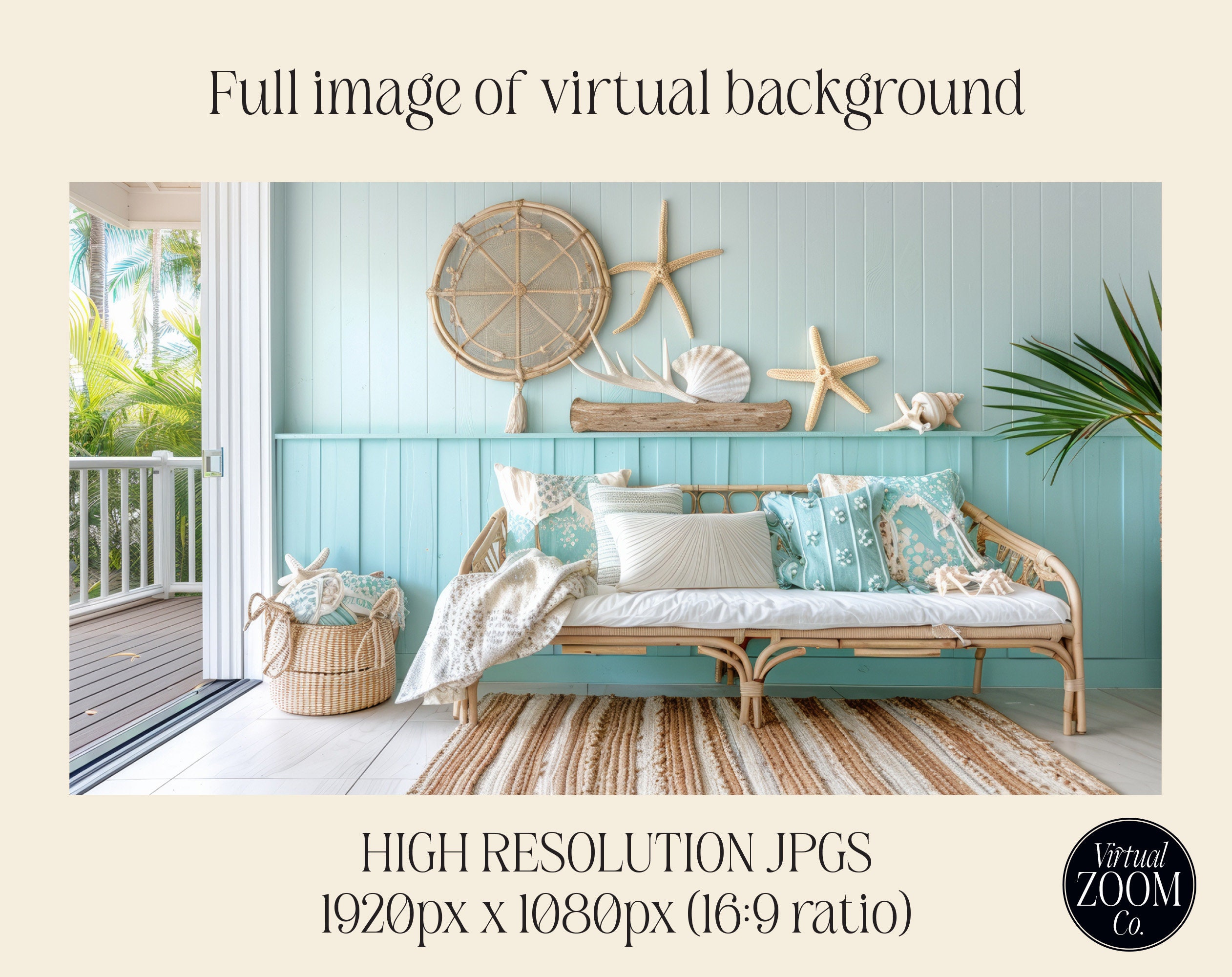 Zoom Background Coastal Beach Boho Home Beach House Zoom Background ...