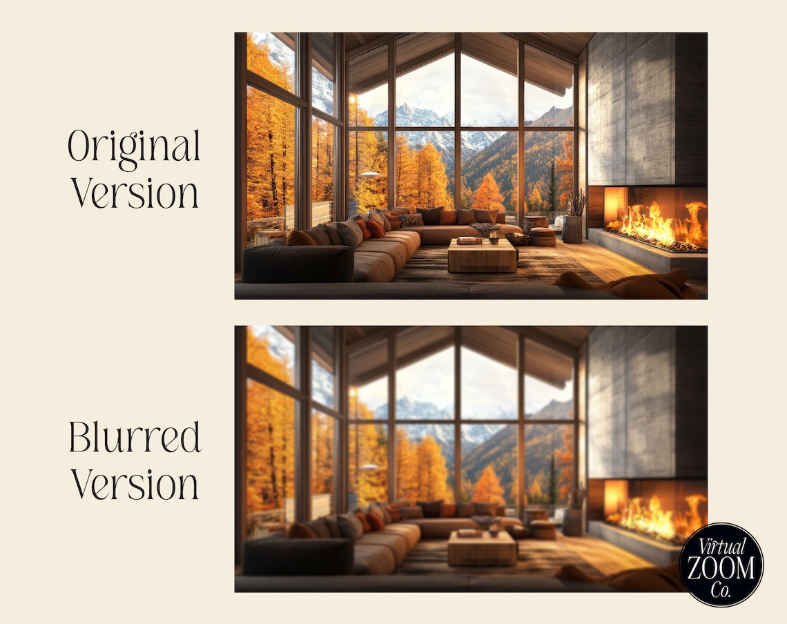 Zoom Background Chalet Cabin With Fireplace Virtual Background Fall ...