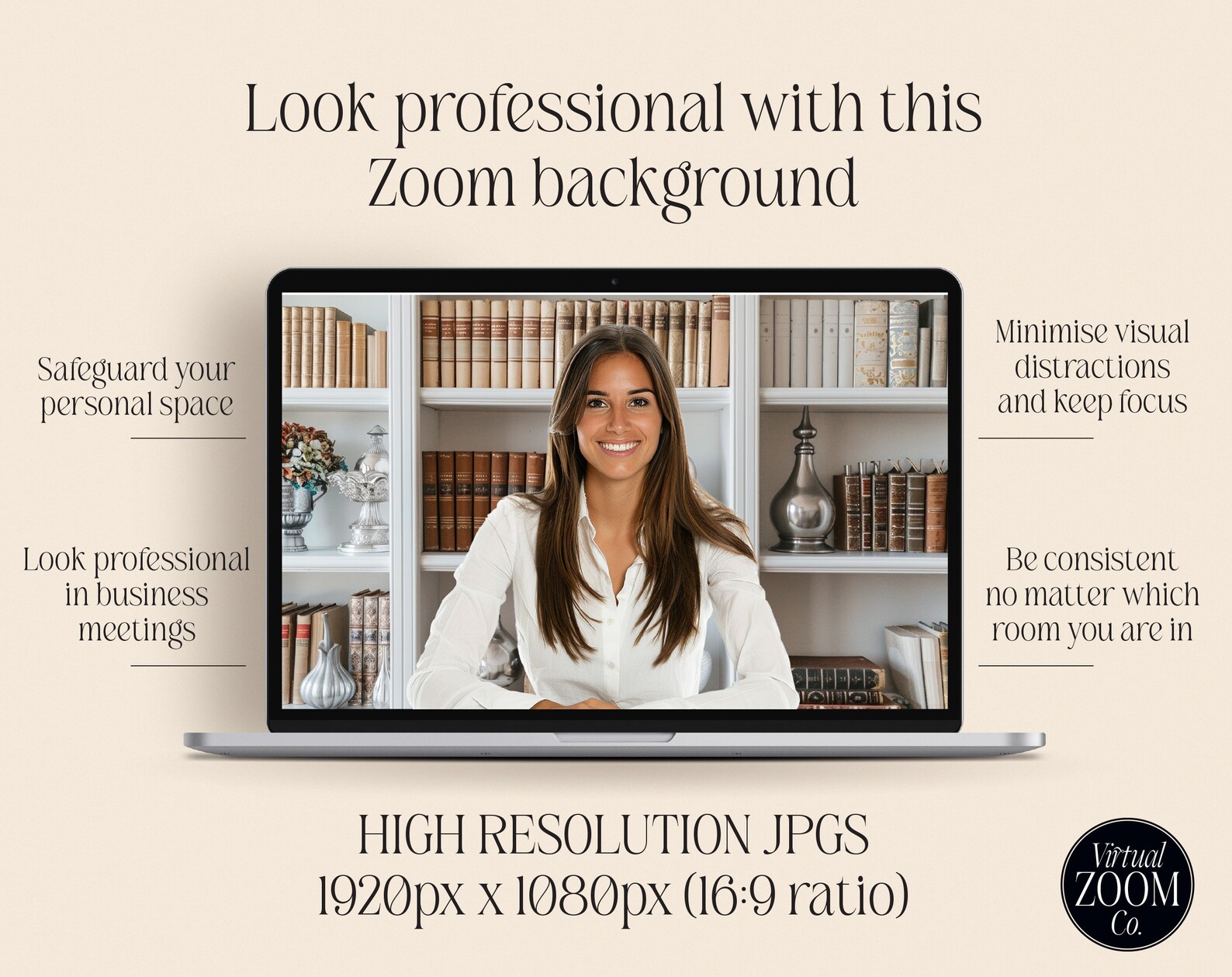 Zoom Background Bookshelf With Brown Virtual Background Bookshelf for ...