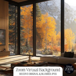 Zoom Background Rustic Cabin Virtual Background Fall Trees Backdrop ...