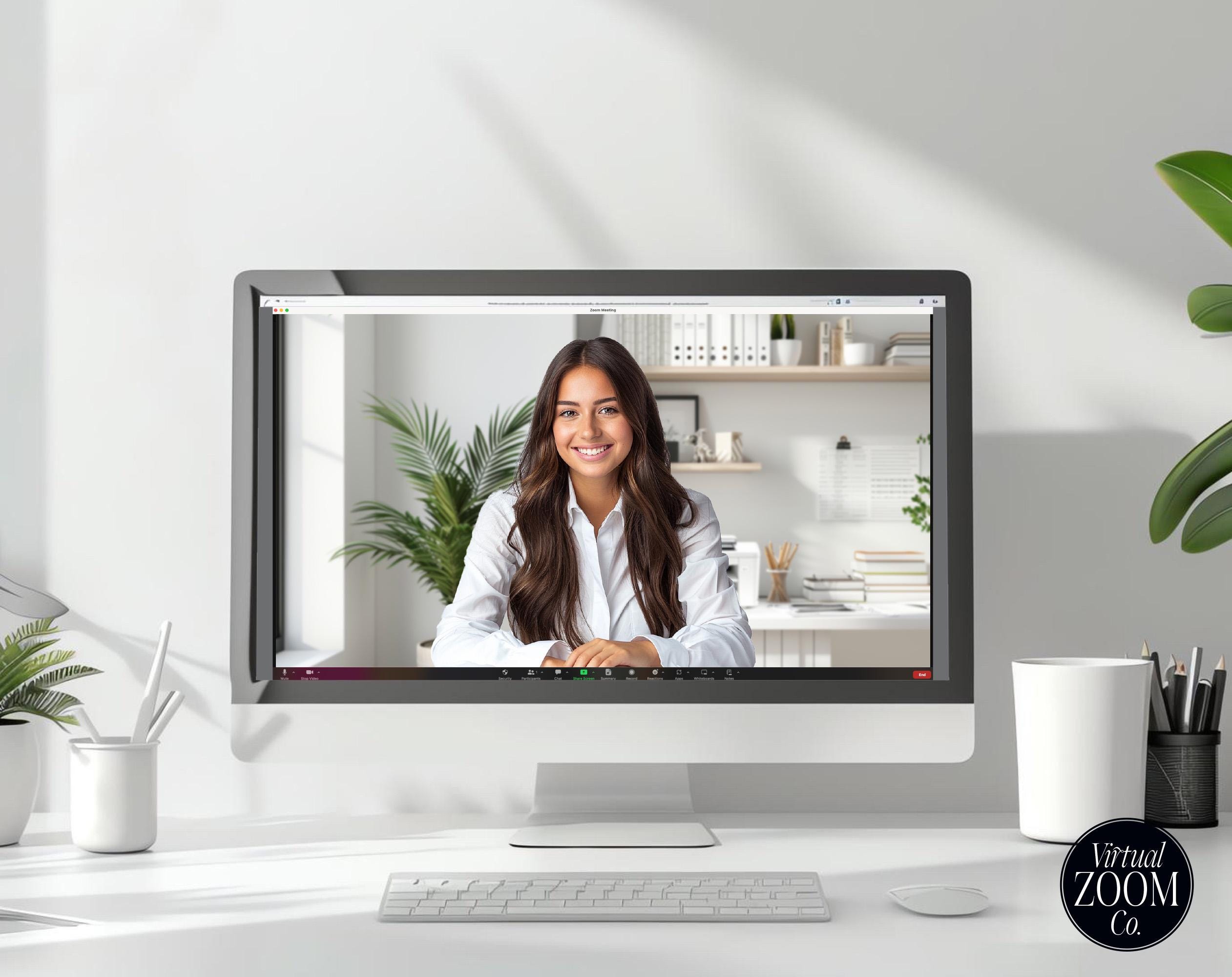 Zoom Background White Home Office With Plants Professional Zoom ...