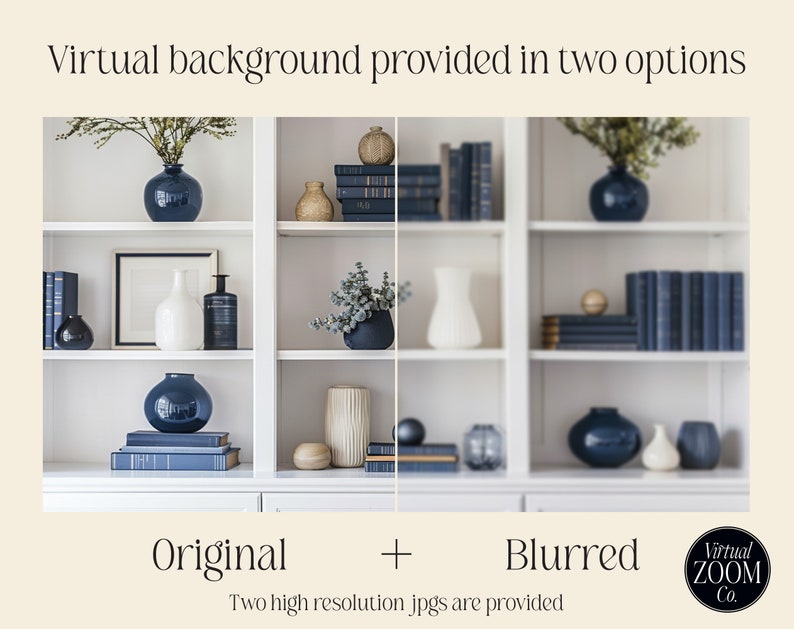 Zoom Background Navy Blue Bookshelf Blue Hamptons Bookshelf ...