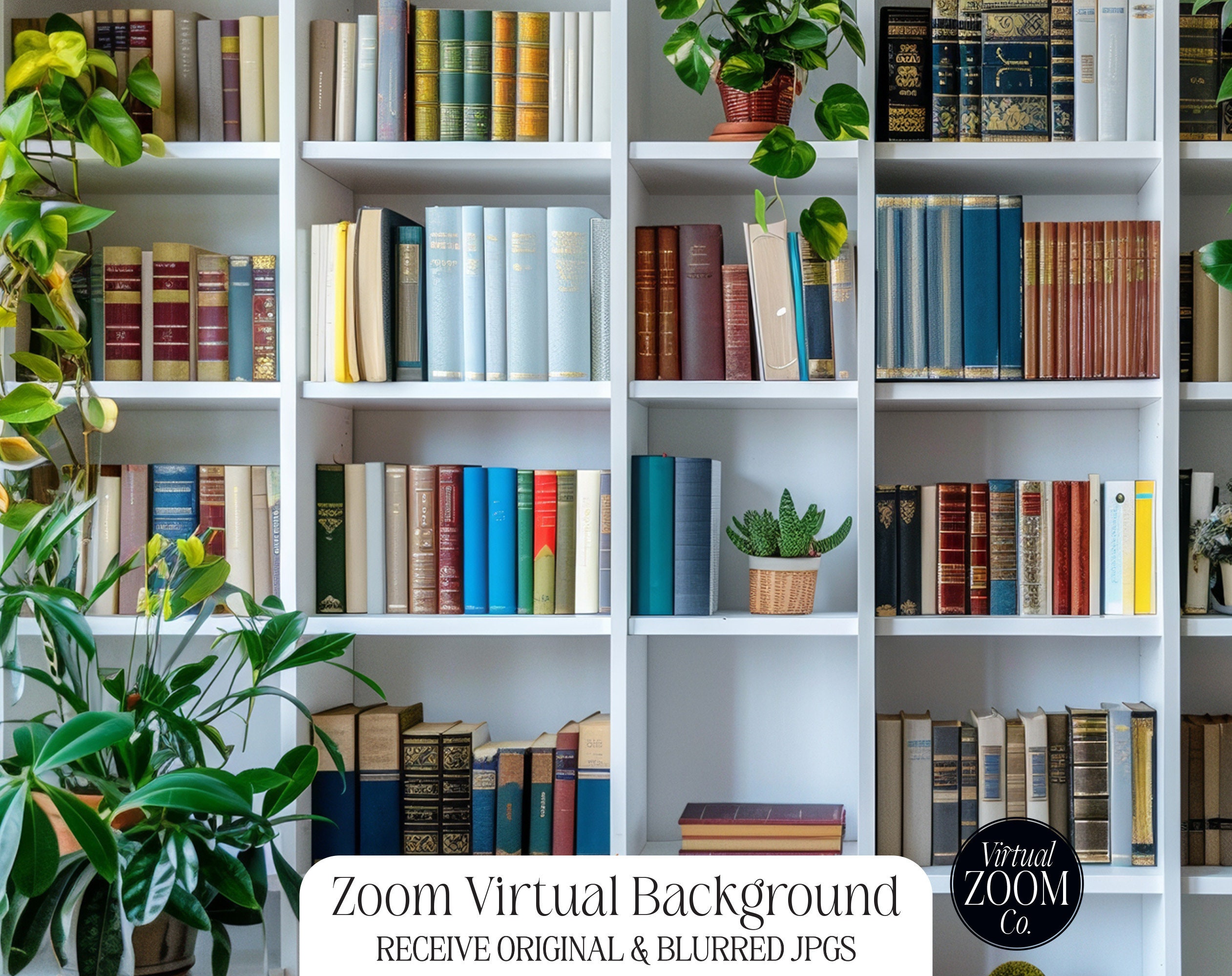 Zoom Background Colored Books on Bookshelf Bookshelf Zoom Professional ...