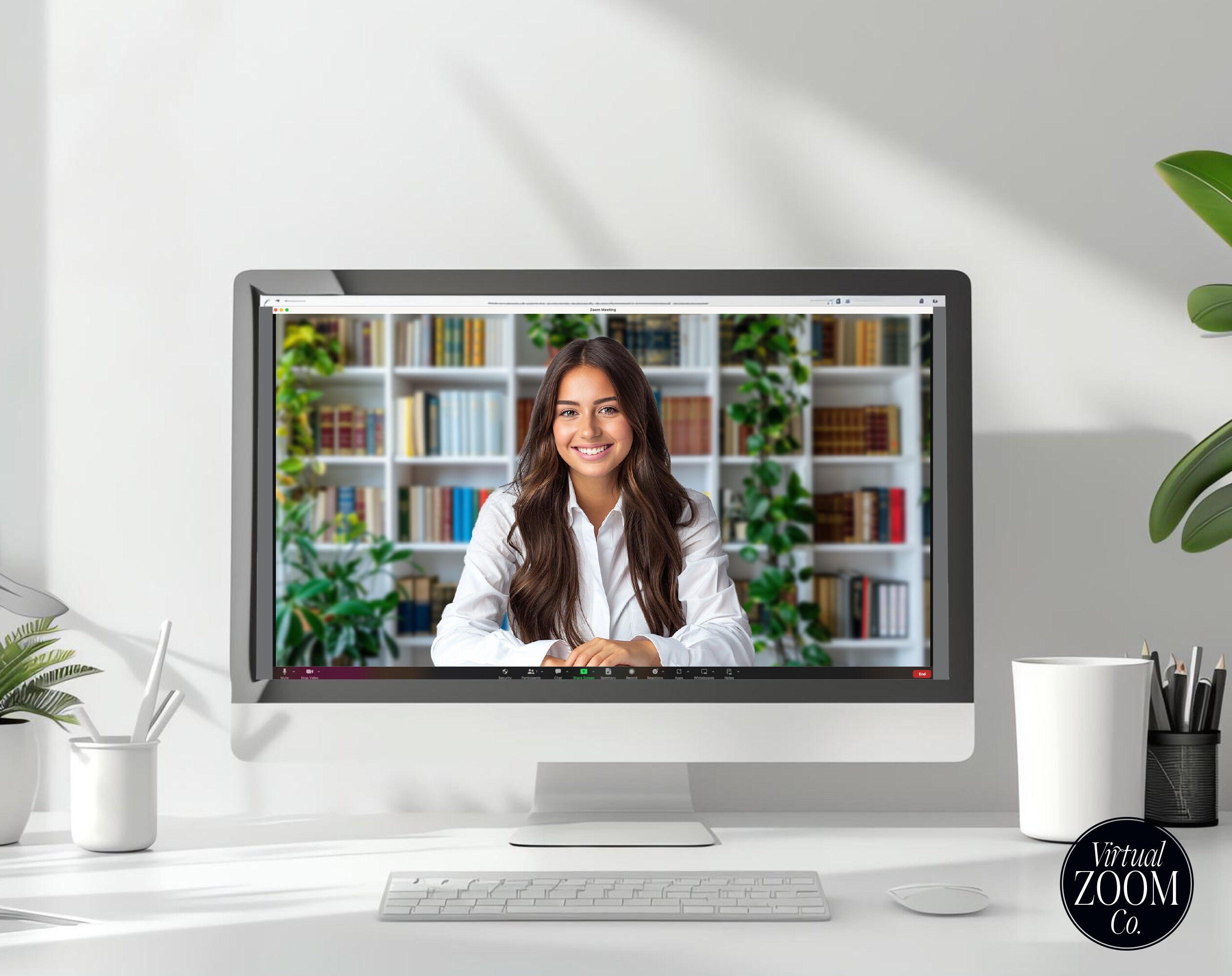 Zoom Background Colored Books on Bookshelf Bookshelf Zoom Professional ...