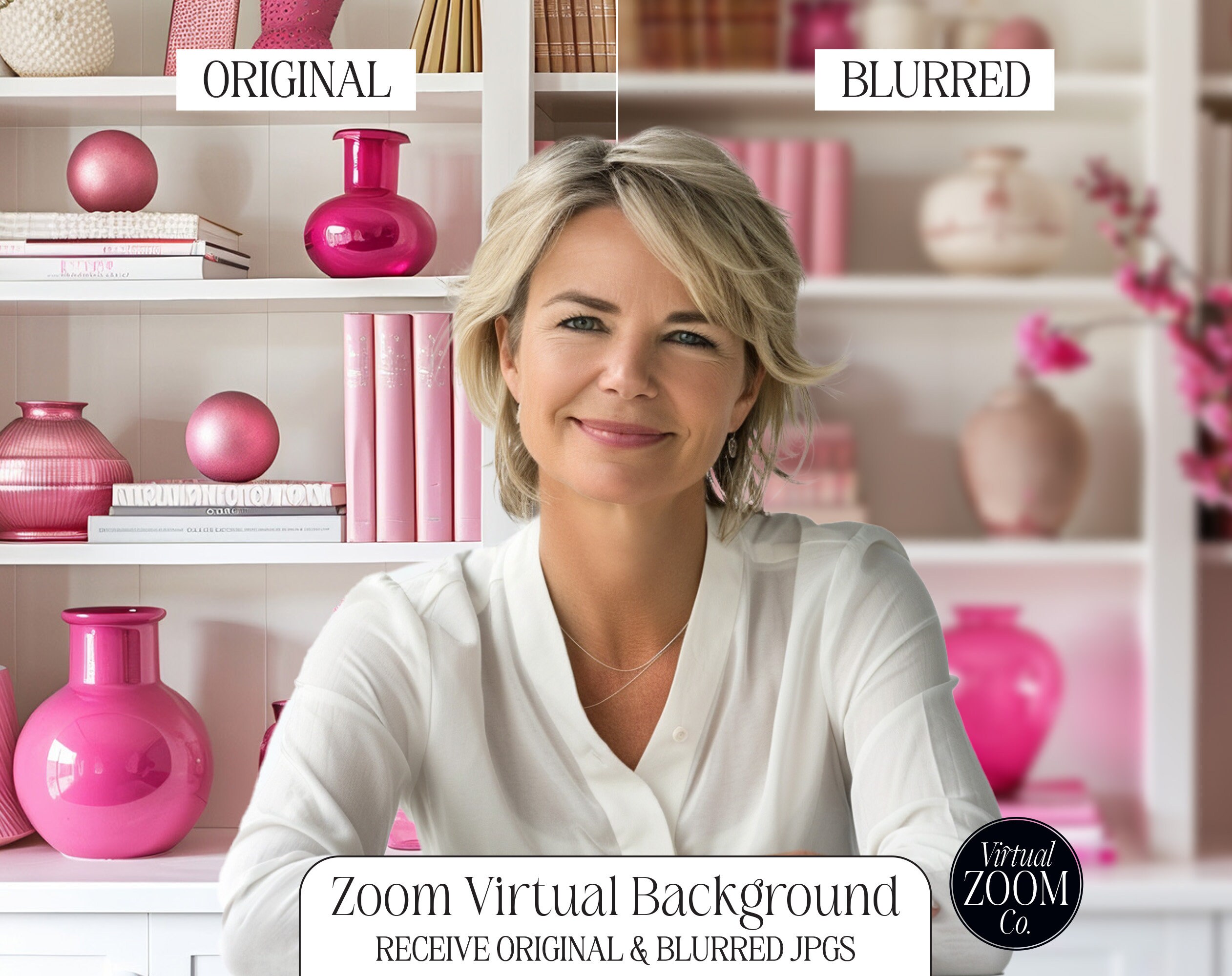 Zoom Background Hot Pink Bookshelf White Bookshelf With Pink ...