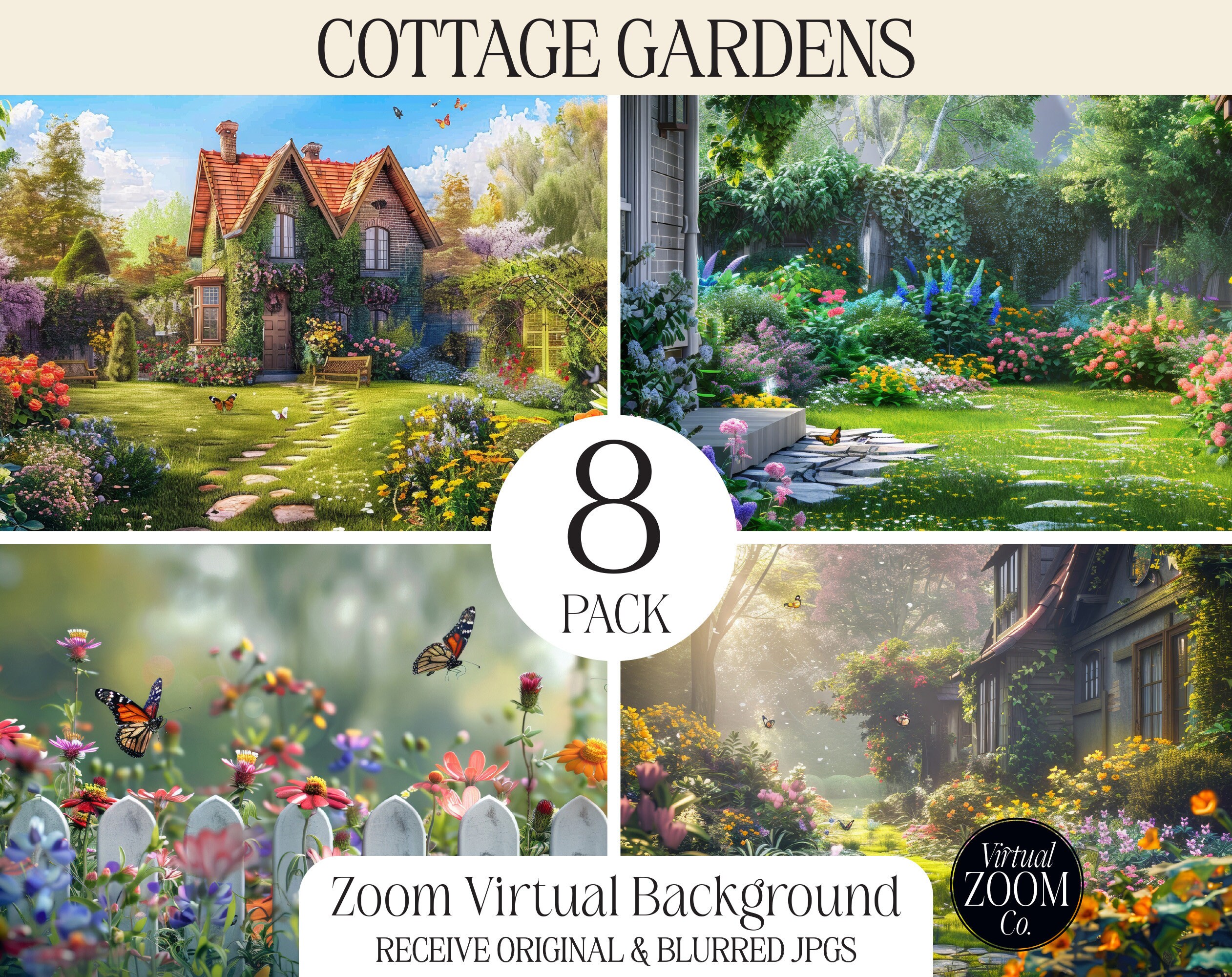 Zoom Background Cottage Garden Picket Fence Professional Zoom Image ...