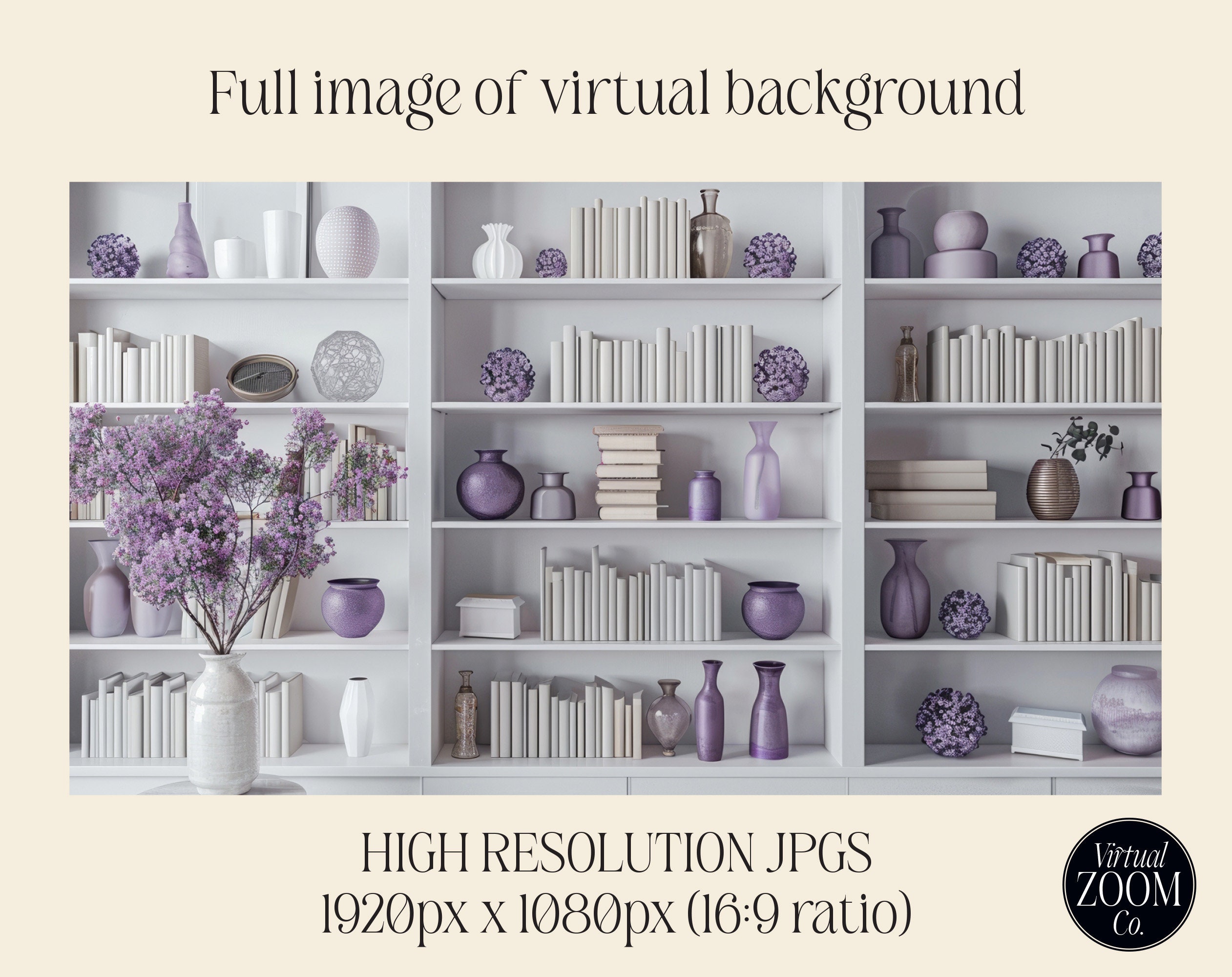 Zoom Background Purple Bookshelf Virtual Background Bookshelf for Zoom ...