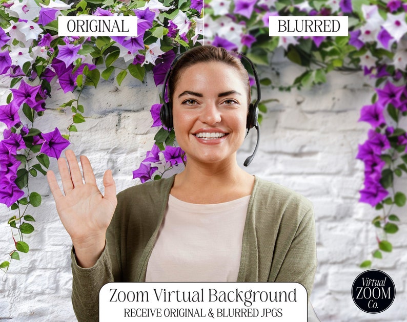 Zoom Background White Brick Wall Zoom Office Background Flowers Virtual ...