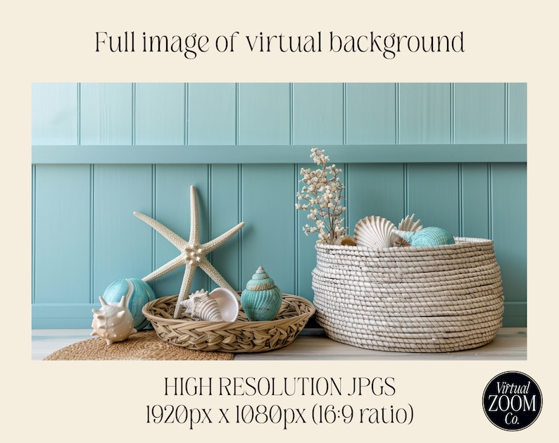 Zoom Background Coastal Beach Zoom Boho Home Beach House Zoom Virtual ...