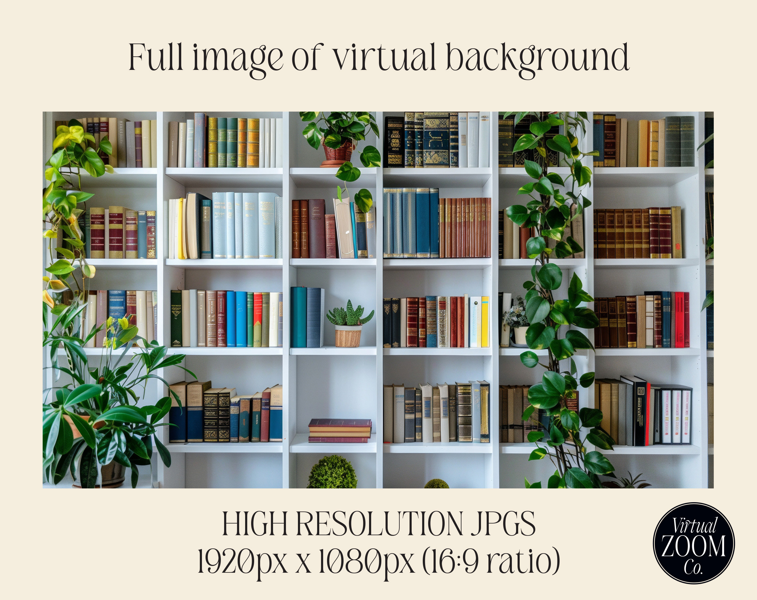 Zoom Background Colored Books on Bookshelf Bookshelf Zoom Professional ...