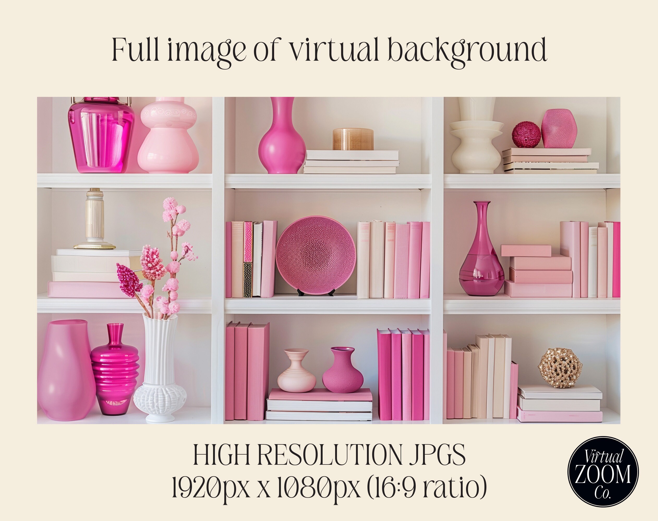 Zoom Background Hot Pink Bookshelf White Bookshelf With Pink ...