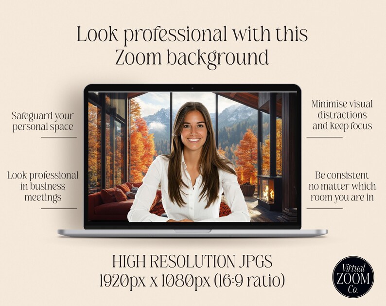 Zoom Background Chalet Cabin With Fireplace Virtual Background Fall ...