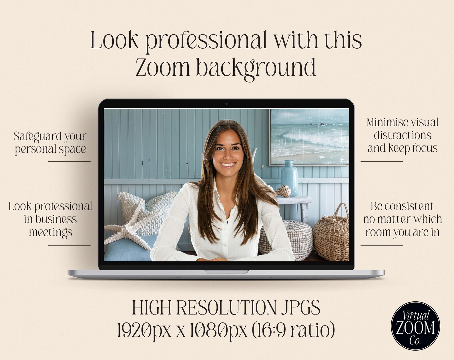 Zoom Background Coastal Hamptons Beach Zoom Summer Beach Home Virtual ...