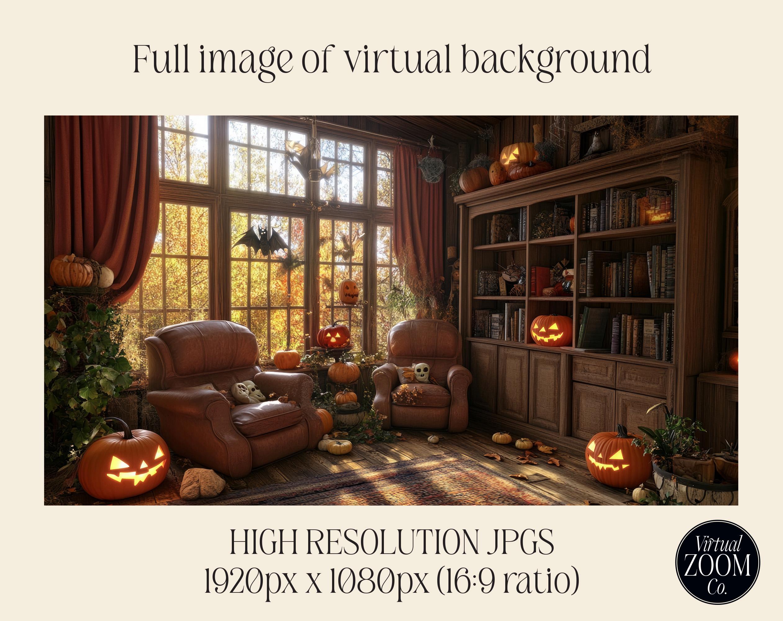 Zoom Background Cabin With Pumpkins Virtual Background Fall Trees Zoom ...